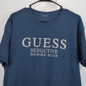 Guess | Shirts | Vintage Guess Mens Large Spell Out T Shirt Blue | Poshmark